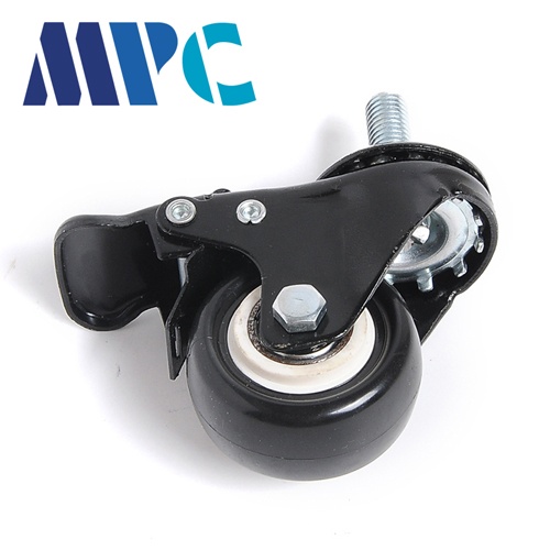 1.5 inch screw with brake caster dual bearing universal wheel PU ...