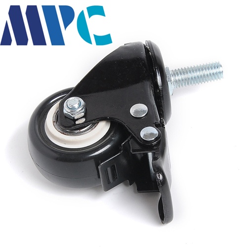 1.5 inch screw with brake caster dual bearing universal wheel PU ...