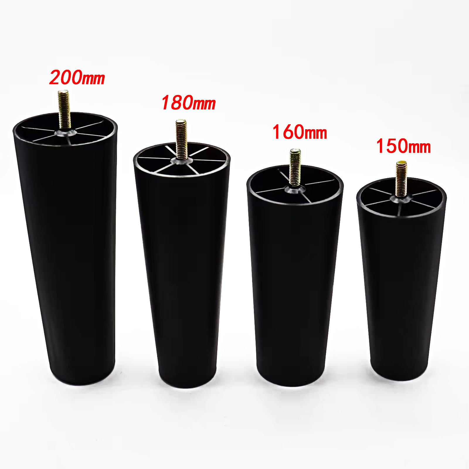 100-200mm round plastic sofa feet Black sofa legs furniture plastic ...